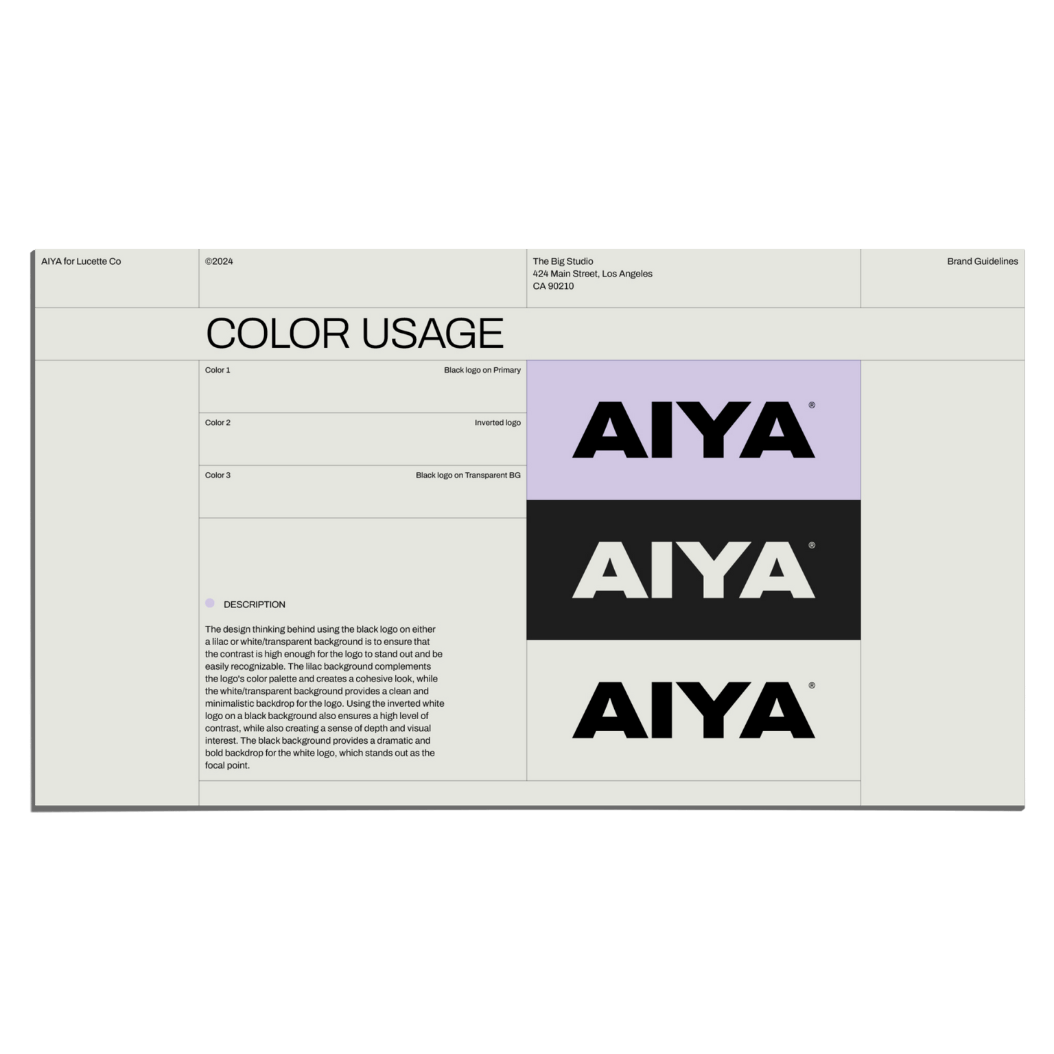 AIYA Brand Guidelines Template | Studio Standard