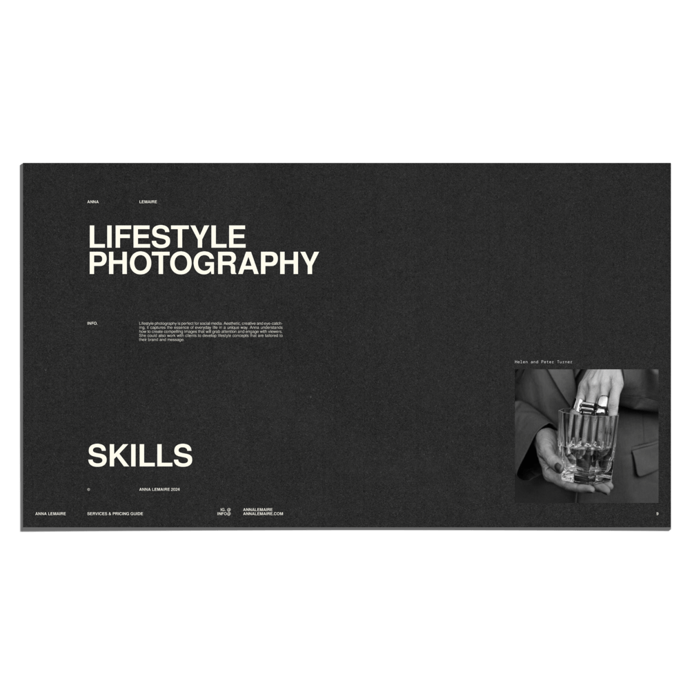 Photographer's Starter Kit: Services Guide Template – Studio Standard