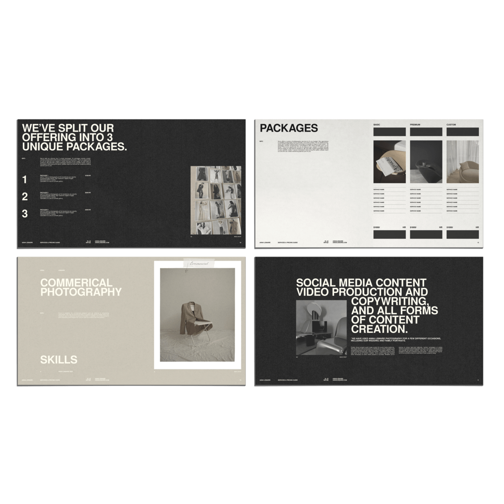 Photographer's Starter Kit: Services Guide Template – Studio Standard